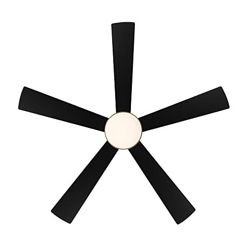 WAC Smart Fans Eclipse Indoor and Outdoor 5-Blade Ceiling Fan 54in Satin Brass Matte Black with 3000K LED Light Kit and Remote Control works with Alexa and iOS or Android App