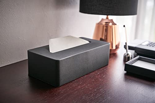 Yamazaki Home Rectangular Reusable Tissue Box Holder Cover Metal Container Case for Kitchen Bathroom or Bedroom Steel One Size Black