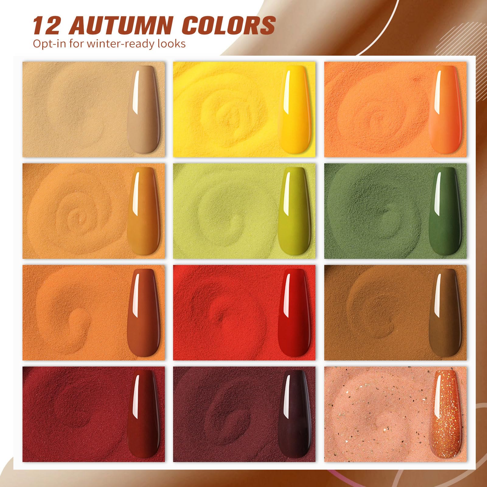 Acrylic Nail Powder Set - Nicole Diary 12 Colors Fall and Winter Acrilicos de uñas Polvo for French Manicure, DIY Nail Art, No UV Light Needed