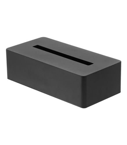 Yamazaki Home Rectangular Reusable Tissue Box Holder Cover Metal Container Case for Kitchen Bathroom or Bedroom Steel One Size Black