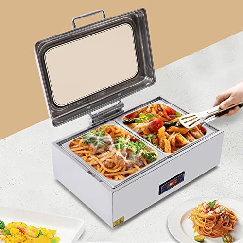 KOLHGNSE Food Warmers for Parties Buffets Electric, Commercia Stainless Steel Buffet Server and Warming Tray Chafing Dish Buffet Set for Banquet (2 Pans)