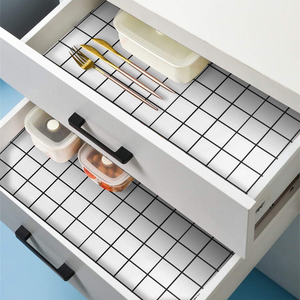 POTTIIS Shelf Liner Non-Adhesive EVA Cabinet-Drawer-Liners - 2 Roll Waterproof Kitchen Fridge Pad and Refrigerator Mat, Non-Slip Can be Cut Placemats, Size 17''×78.7''(White)