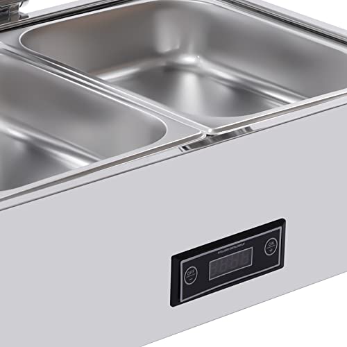 KOLHGNSE Food Warmers for Parties Buffets Electric, Commercia Stainless Steel Buffet Server and Warming Tray Chafing Dish Buffet Set for Banquet (2 Pans)