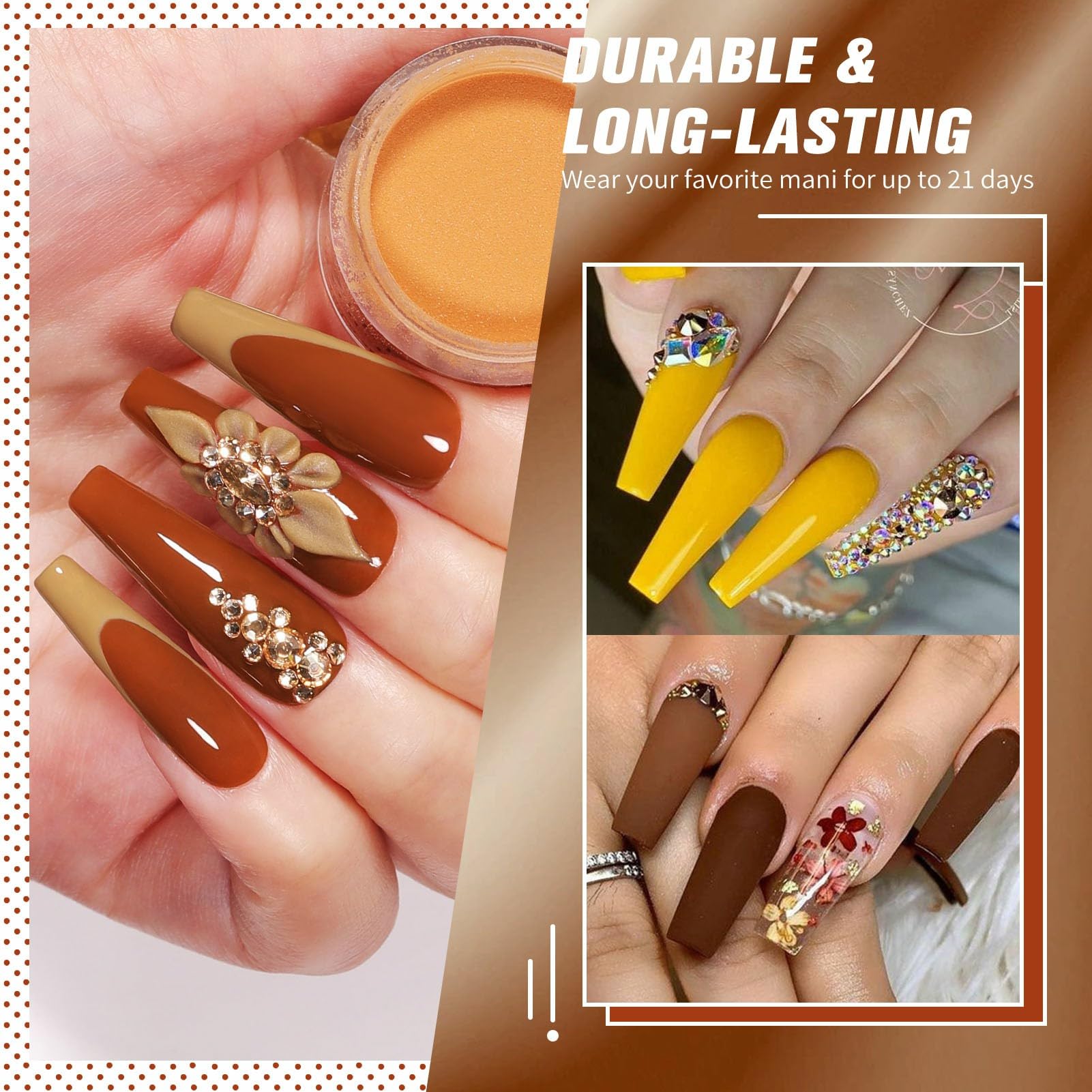 Acrylic Nail Powder Set - Nicole Diary 12 Colors Fall and Winter Acrilicos de uñas Polvo for French Manicure, DIY Nail Art, No UV Light Needed