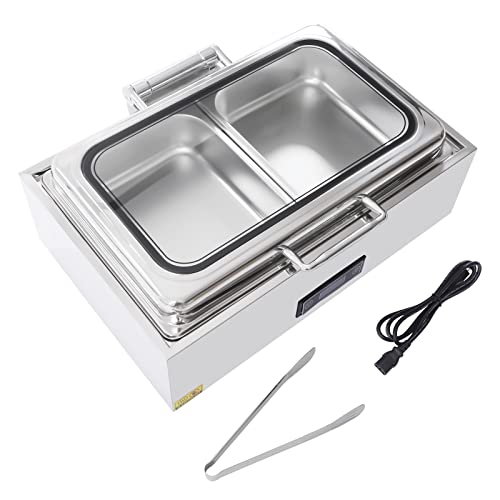 KOLHGNSE Food Warmers for Parties Buffets Electric, Commercia Stainless Steel Buffet Server and Warming Tray Chafing Dish Buffet Set for Banquet (2 Pans)