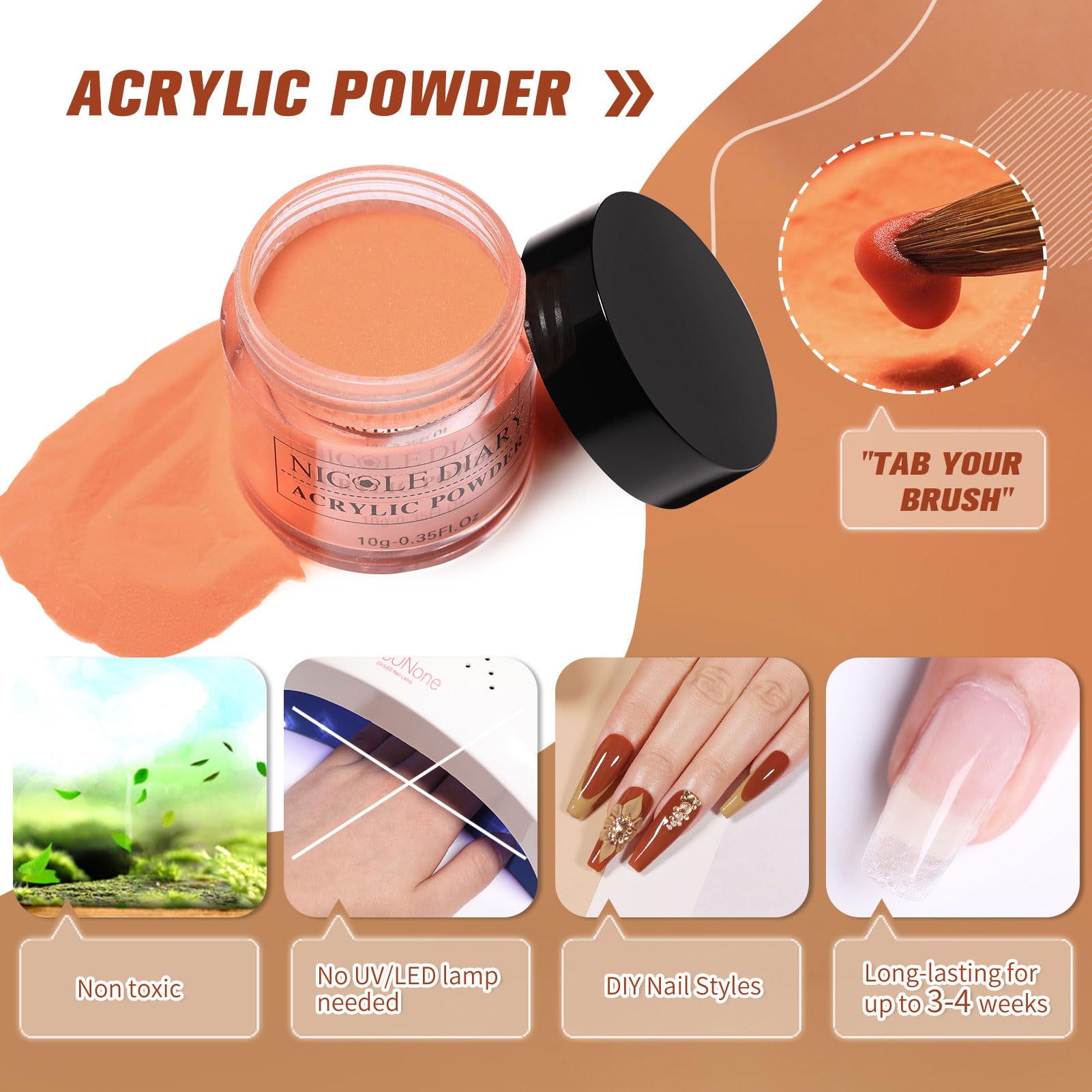 Acrylic Nail Powder Set - Nicole Diary 12 Colors Fall and Winter Acrilicos de uñas Polvo for French Manicure, DIY Nail Art, No UV Light Needed
