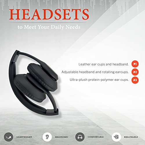 Santana ZEBOP by Carlos Santana, Hi-Fi Stereo Over-Ear Headphones, Bluetooth Headset with Microphone & 40mm Neodymium Drivers for Thundering Bass, Folding Headphone with Plush Protein Earpads, Black