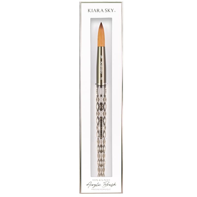 KIARA SKY Black Crystal Acrylic Nail Brush - Professional Nail Tool - Nail Kolinsky Brush - 100% Kolinsky Hand Crafted Nail Tools - Long Lasting Nail Acrylic Brush, #16
