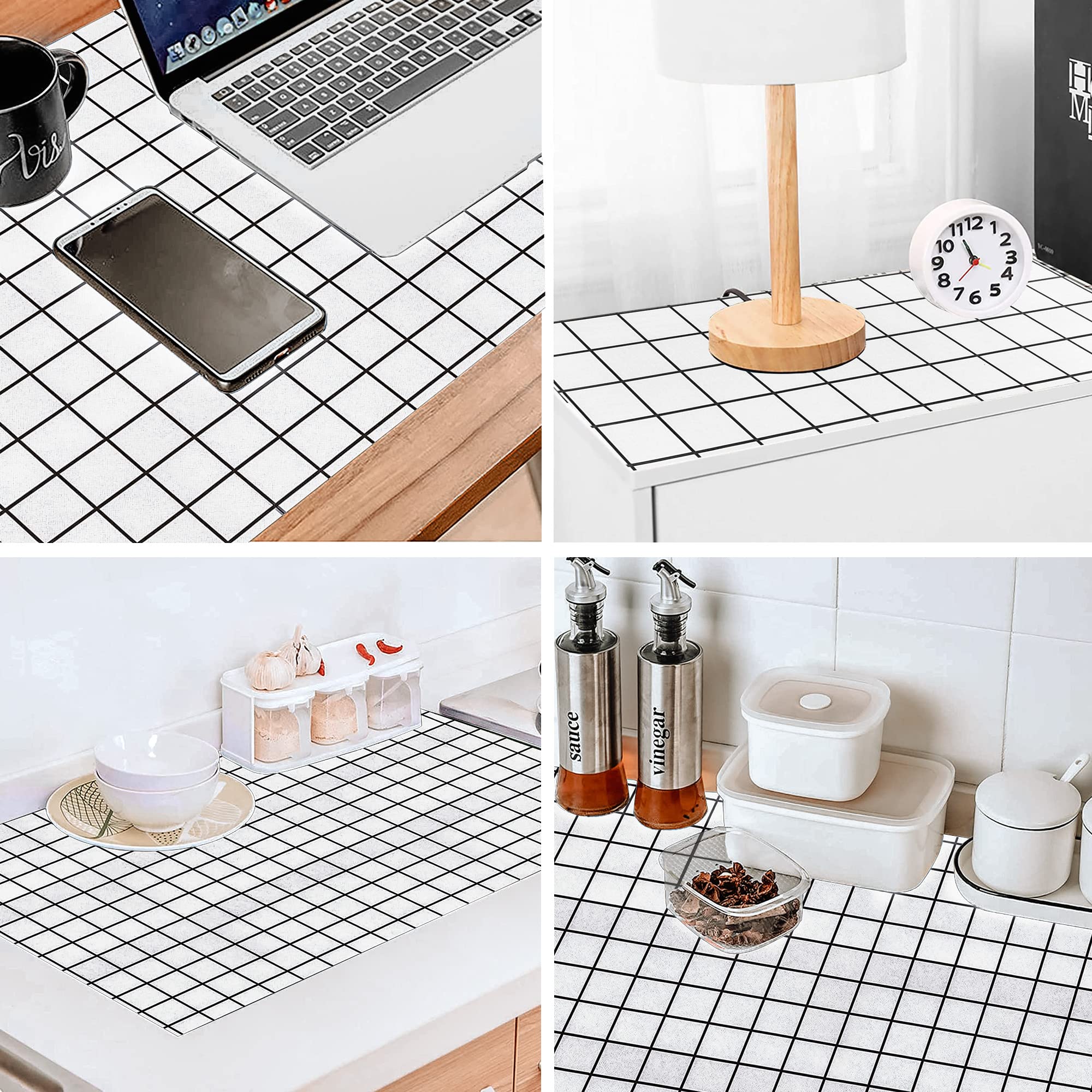 POTTIIS Shelf Liner Non-Adhesive EVA Cabinet-Drawer-Liners - 2 Roll Waterproof Kitchen Fridge Pad and Refrigerator Mat, Non-Slip Can be Cut Placemats, Size 17''×78.7''(White)