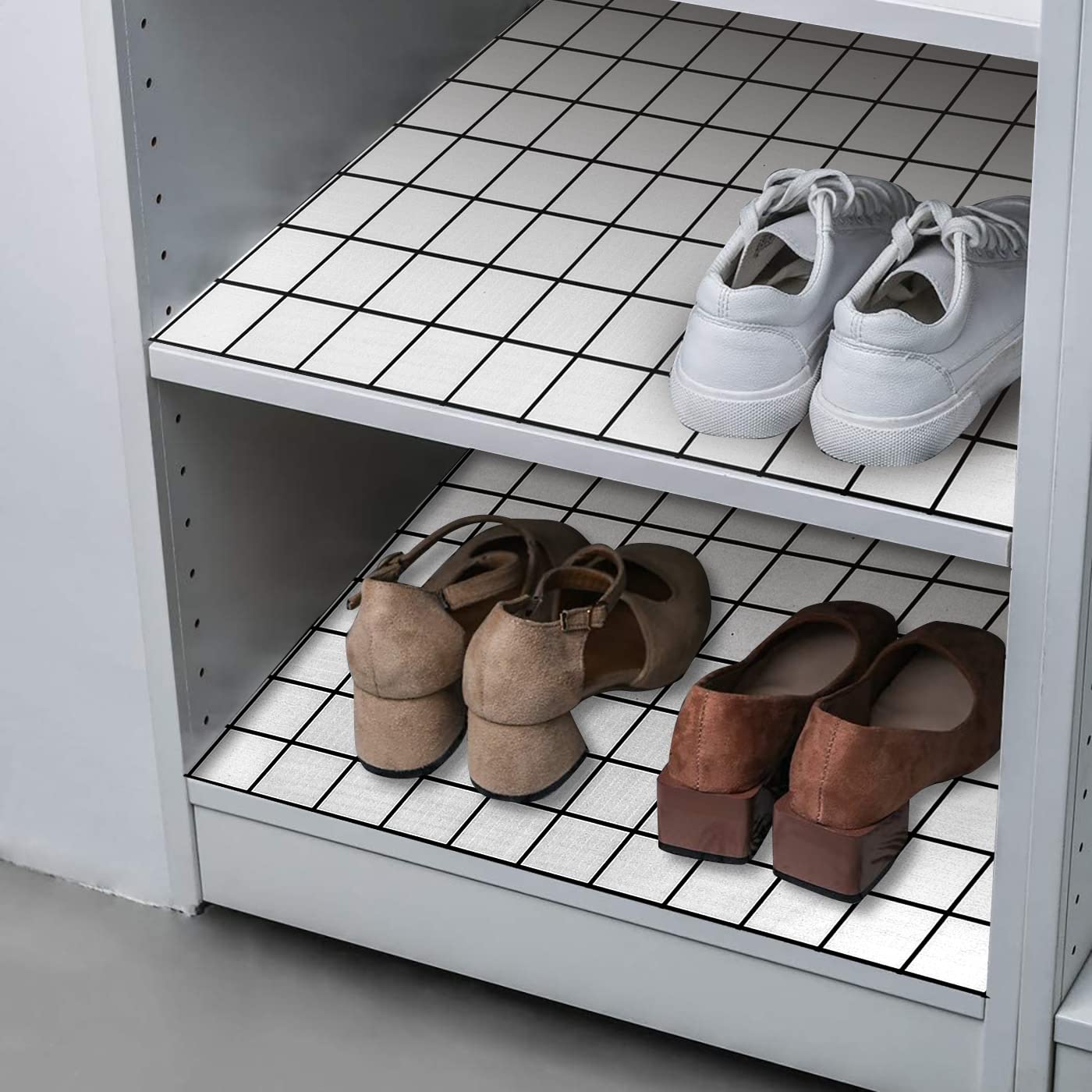 POTTIIS Shelf Liner Non-Adhesive EVA Cabinet-Drawer-Liners - 2 Roll Waterproof Kitchen Fridge Pad and Refrigerator Mat, Non-Slip Can be Cut Placemats, Size 17''×78.7''(White)