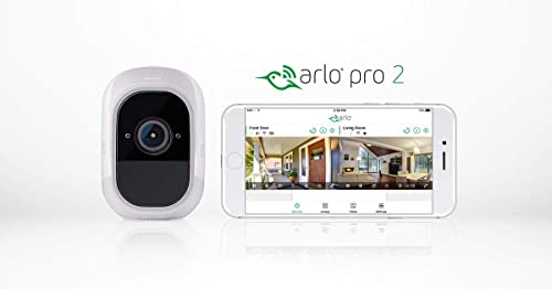 Arlo Pro 2 VMC4030P-100NAR Wireless Home Security Camera, Rechargeable, Night Vision, Indoor/Outdoor, 1080p, 2-Way Audio, Wall Mount, Add-On Camera, White (Renewed)