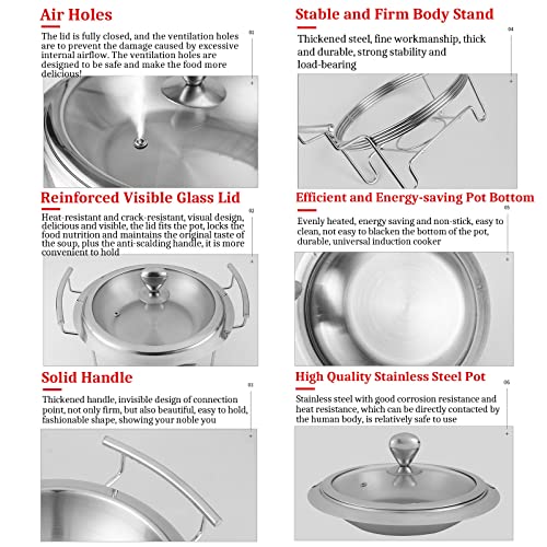 2/4 Pack Visible Chafing Dish Set, Stainless Steel Round Buffet Server Warming Tray for Parties Weddings and Events, with Glass Lid, Food Pan and Fuel Holder,2 Pack,24cm