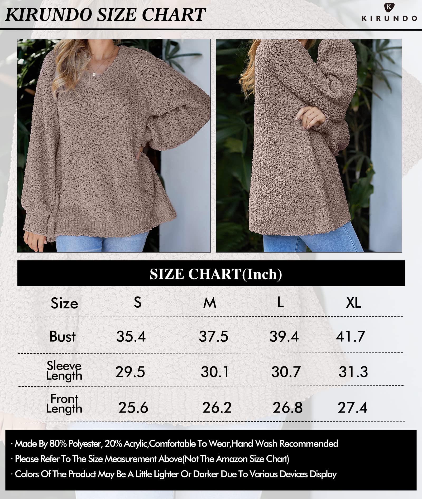 KIRUNDO Women's 2024 Fall Winter Oversized Fuzzy Popcorn Sweaters Trendy V Neck Long Sleeve Cozy Pullover Tunic Tops(Medium, Orange)
