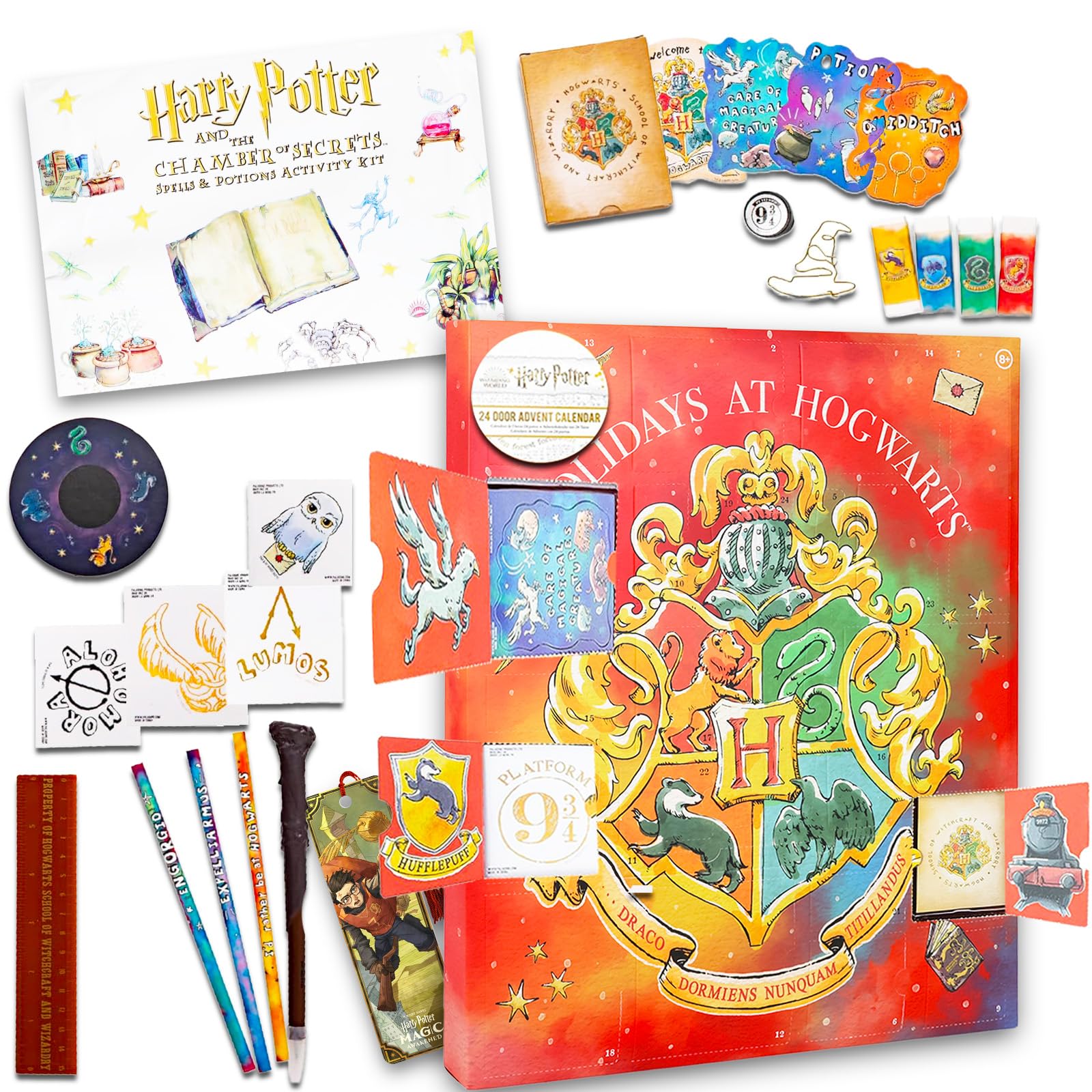 Harry Potter Advent Calendar - 24 Day Countdown to Christmas Bundle with Pencils, Decals, Trinkets, Prizes, More | Harry Potter Holiday Set