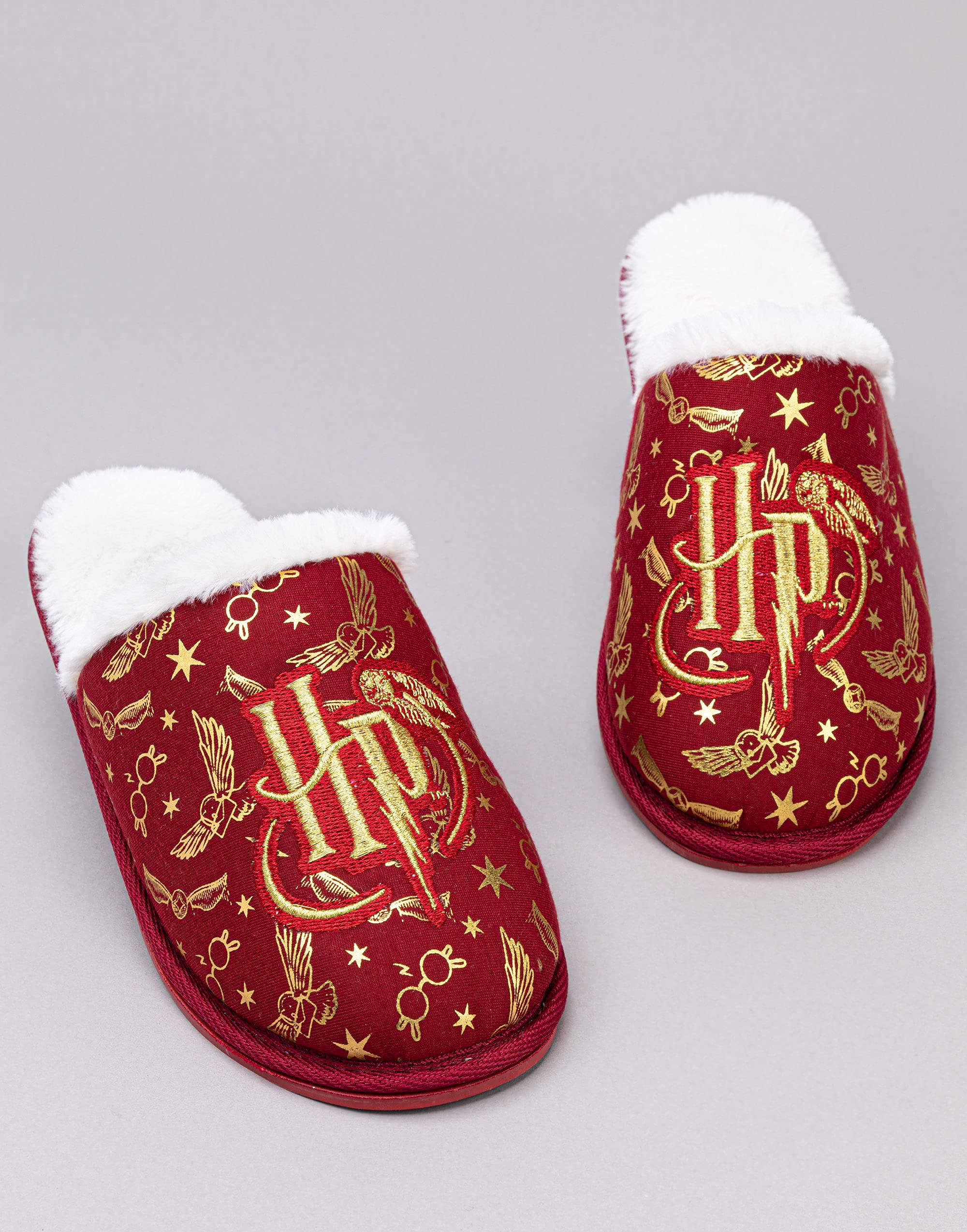 Harry Potter Slippers Womens Ladies Slim Fit Fluffy Red House Shoes