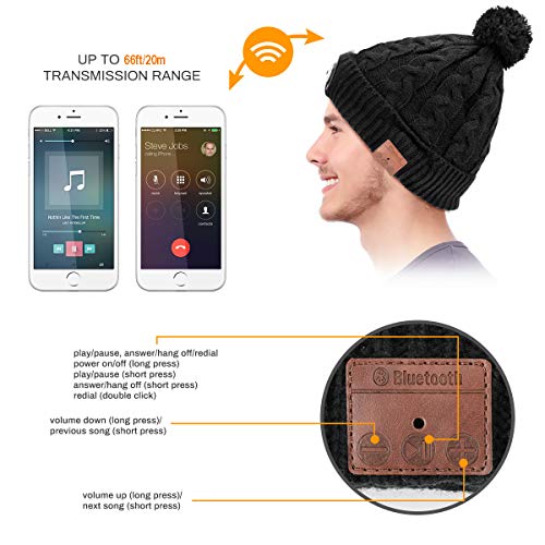 Number-one Wireless Beanie Hat with LED Headlight Handsfree Winter Warm Bluetooh Beanies Wireless Headphones Headset 5.0 Rechargeable Unisex Knitted Musical Cap for Running Skiing Camping Cycling