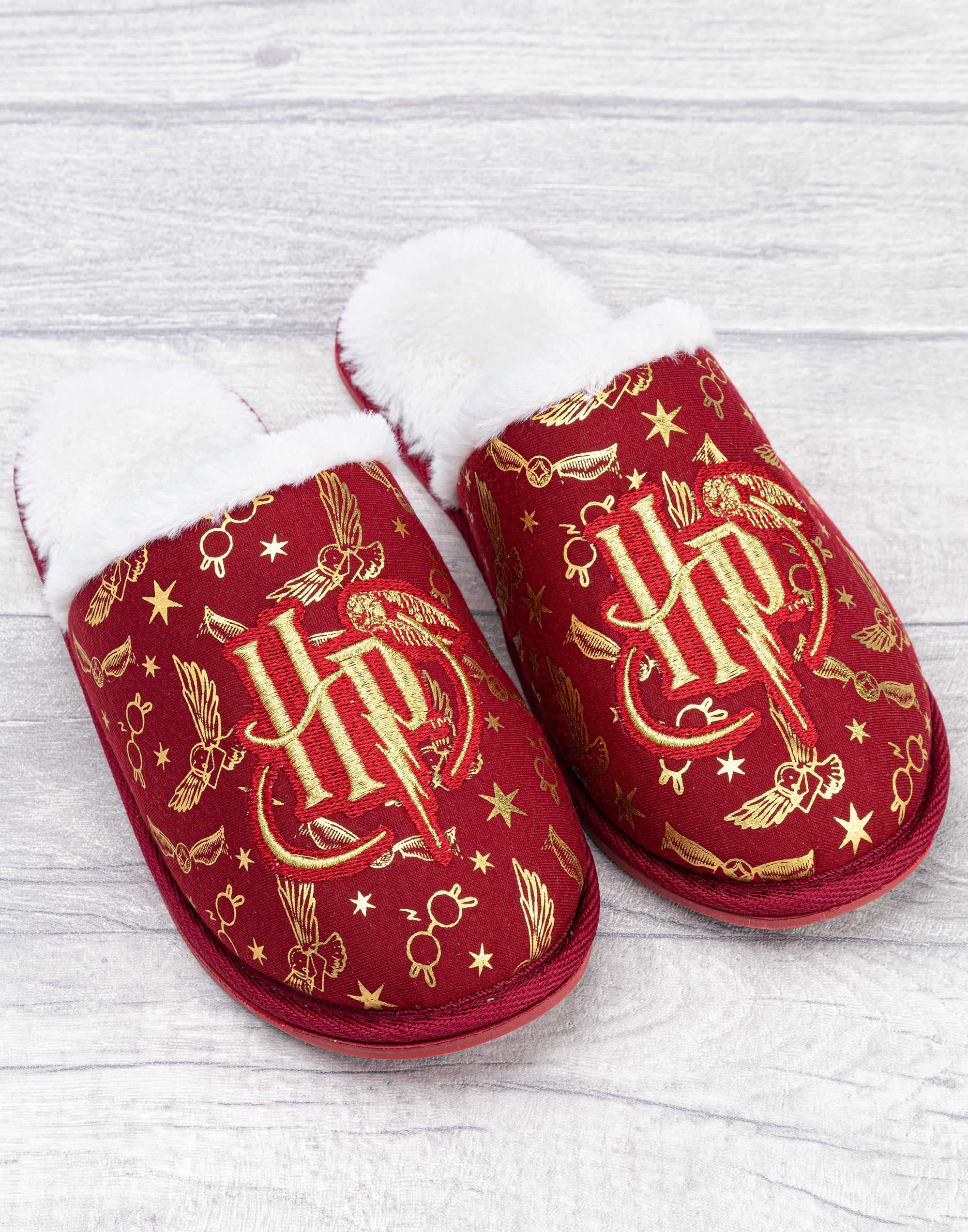 Harry Potter Slippers Womens Ladies Slim Fit Fluffy Red House Shoes