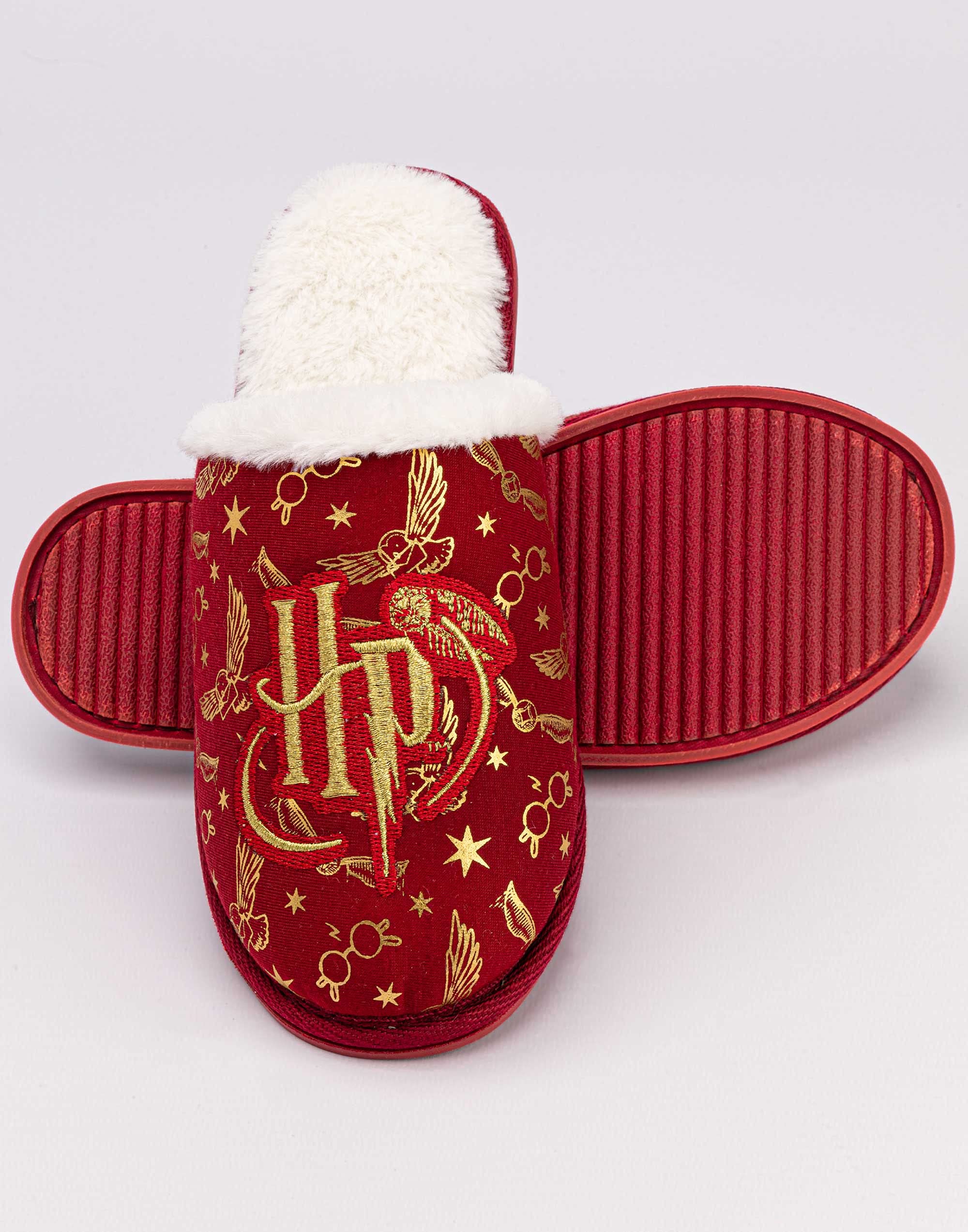 Harry Potter Slippers Womens Ladies Slim Fit Fluffy Red House Shoes