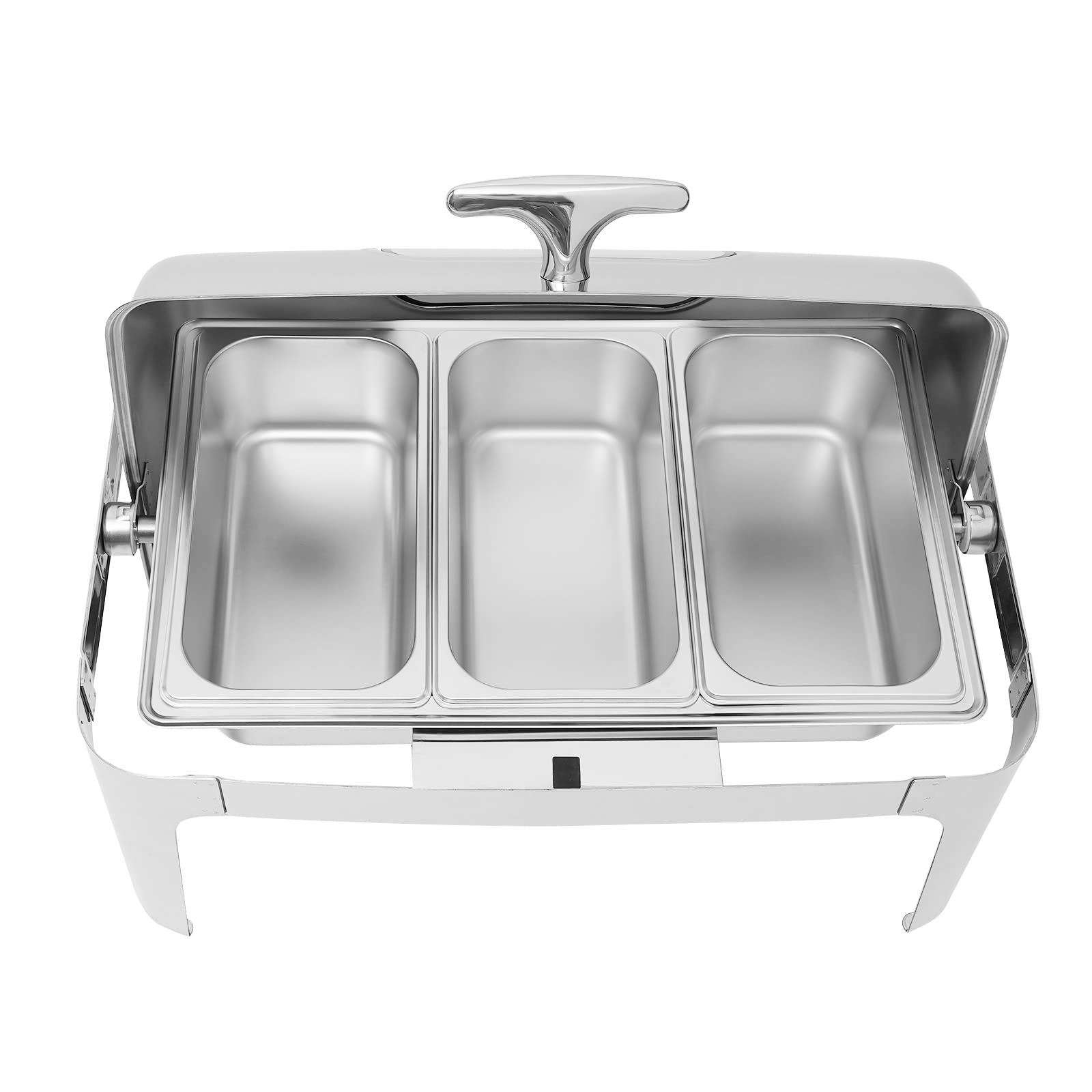Chafing Dish Buffet Server, Food Warmers Roll Top Chaffing Server with 3 Pans Food Warmers with Alcohol Stove Food Trays for Catering Party buffet