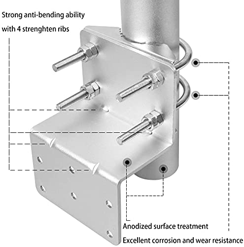 Technical Pole Mount Accessory for Outside Antenna(Signal Booster Antenna, Yagi Antenna, Antenna Expansion kit), Stronger Structure with Double U-Bolts (1 1/4" Diameter, 15 3/4" Length)