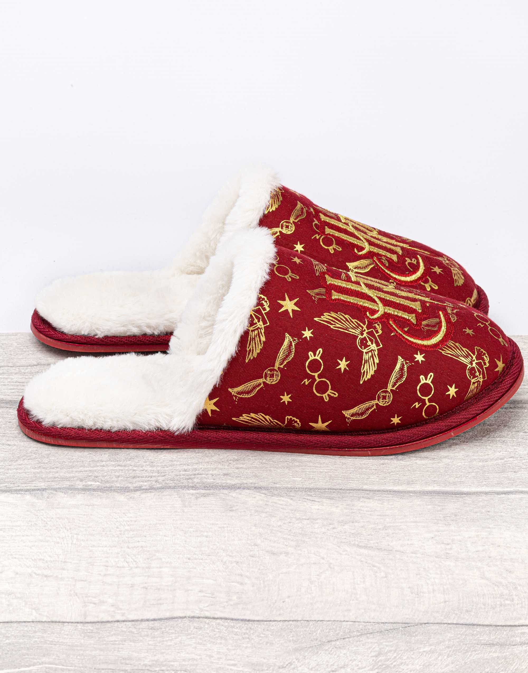 Harry Potter Slippers Womens Ladies Slim Fit Fluffy Red House Shoes