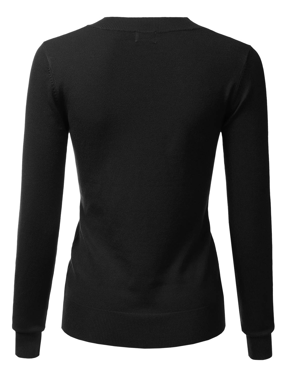 LALABEE Women's V-Neck Long Sleeve Soft Basic Pullover Knit Sweater Black L