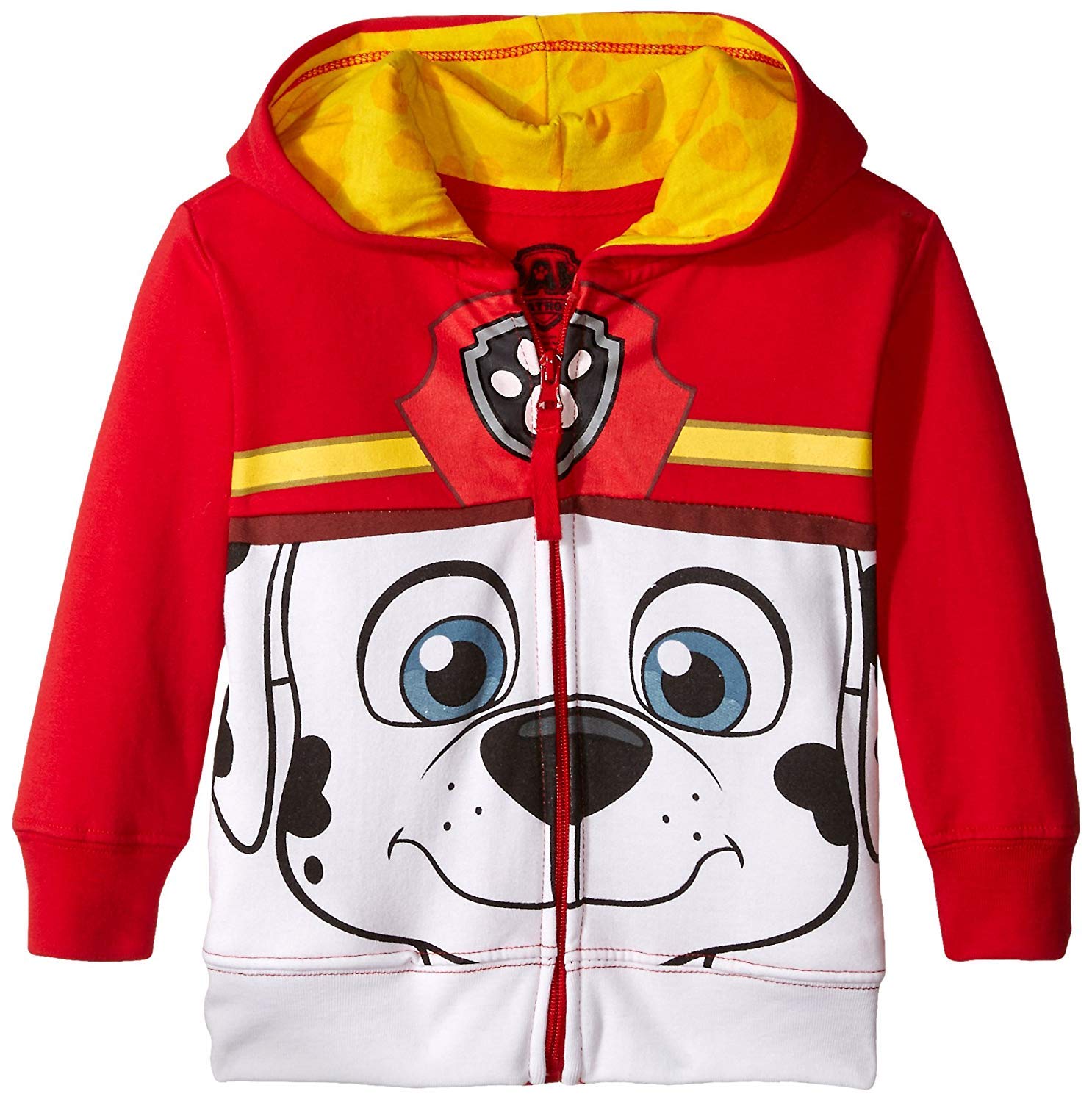 Nickelodeon Toddler Boys' Paw Patrol Character Big Face Zip-Up Hoodies, Marshall Red, 2T
