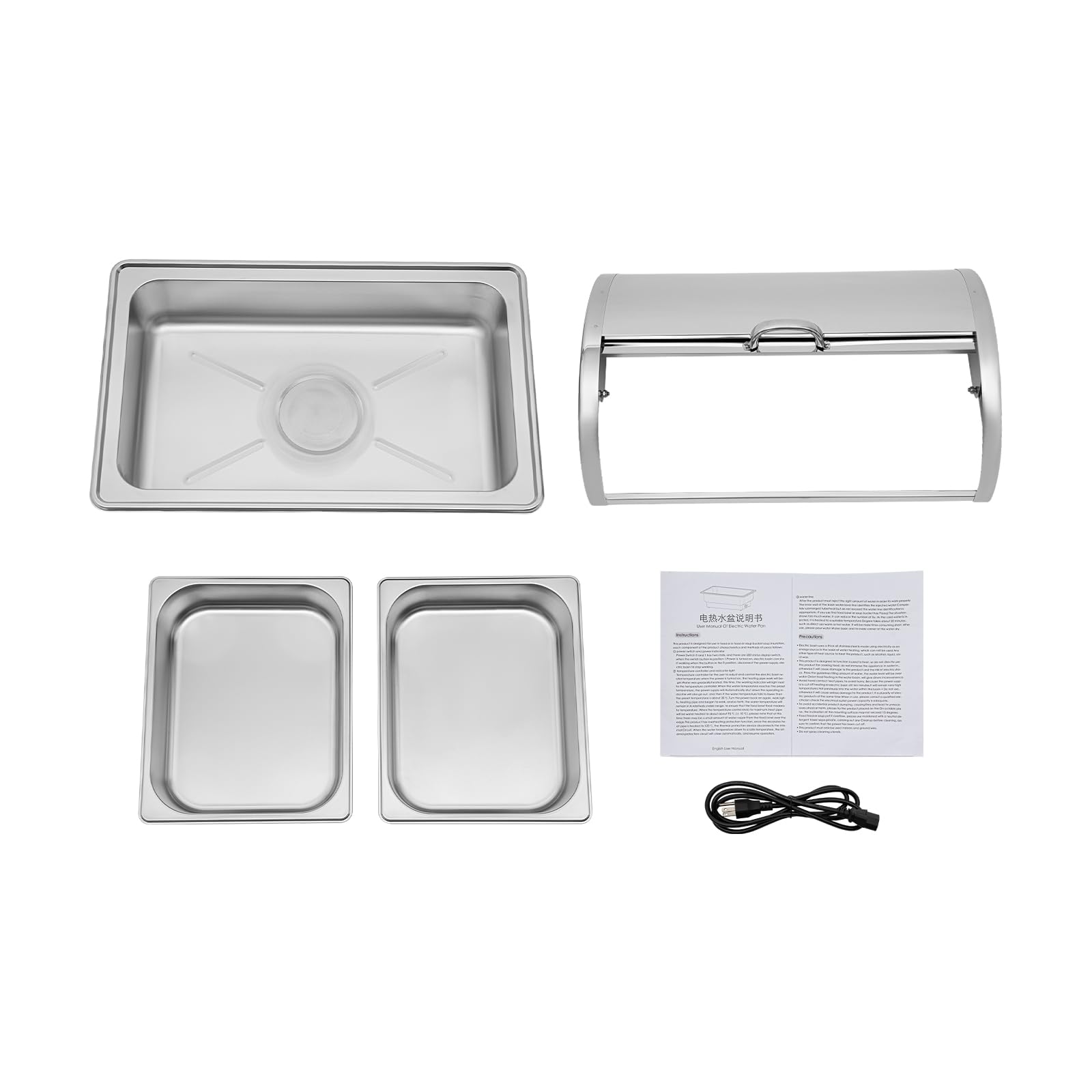 Electric Chafing Dish,Flip Top Chafing Dish,Dual Compartment Chafing Dish,Stainless Steel Electric Chafing Dis,for Parties,Wedding Brunches,Picnics,Buffets