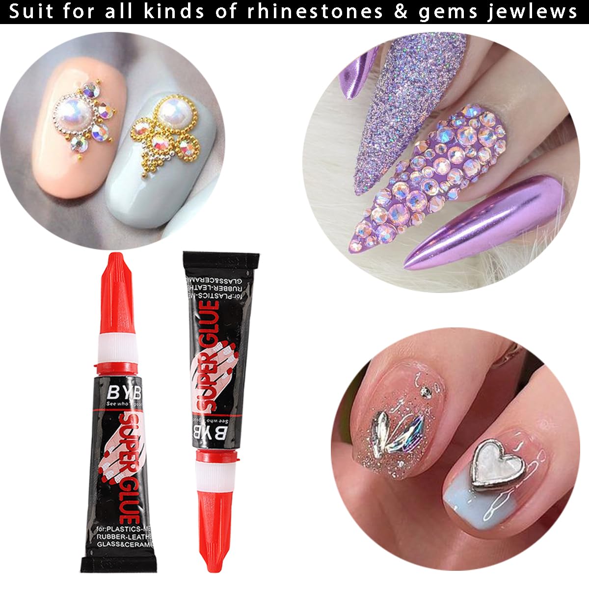 Nail Glue, Super Nail Glue for Acrylic Nails, Professional Nail Glue For Nail Tips for Press On Nails Long Lasting Acrylic Nail Glue For Nail Tips Pegamento Para Uñas Acrilicas Nails Glue 0.18OZ 2 Pcs