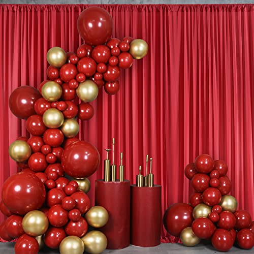 Outpain 20 ft x 8 ft Red Backdrop Curtain Panels, 4 Panels 5 ft x 8 ft Wrinkle Free Polyester Photography Backdrop Drapes, Wedding Party Home Decoration Supplies