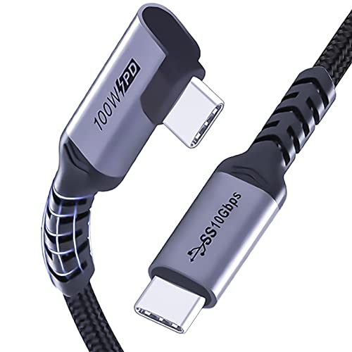 SUMPK USB C to USB C Charging Cable 3.1 Gen 2 [3.3ft 2 Pack], 100W USB C Cable 3.1 PD Fast Charging Cable E-Mark Chip SuperSpeed 10 Gbps 90 Degree 4K Monitor Video Output Data Cable for Google Pixel