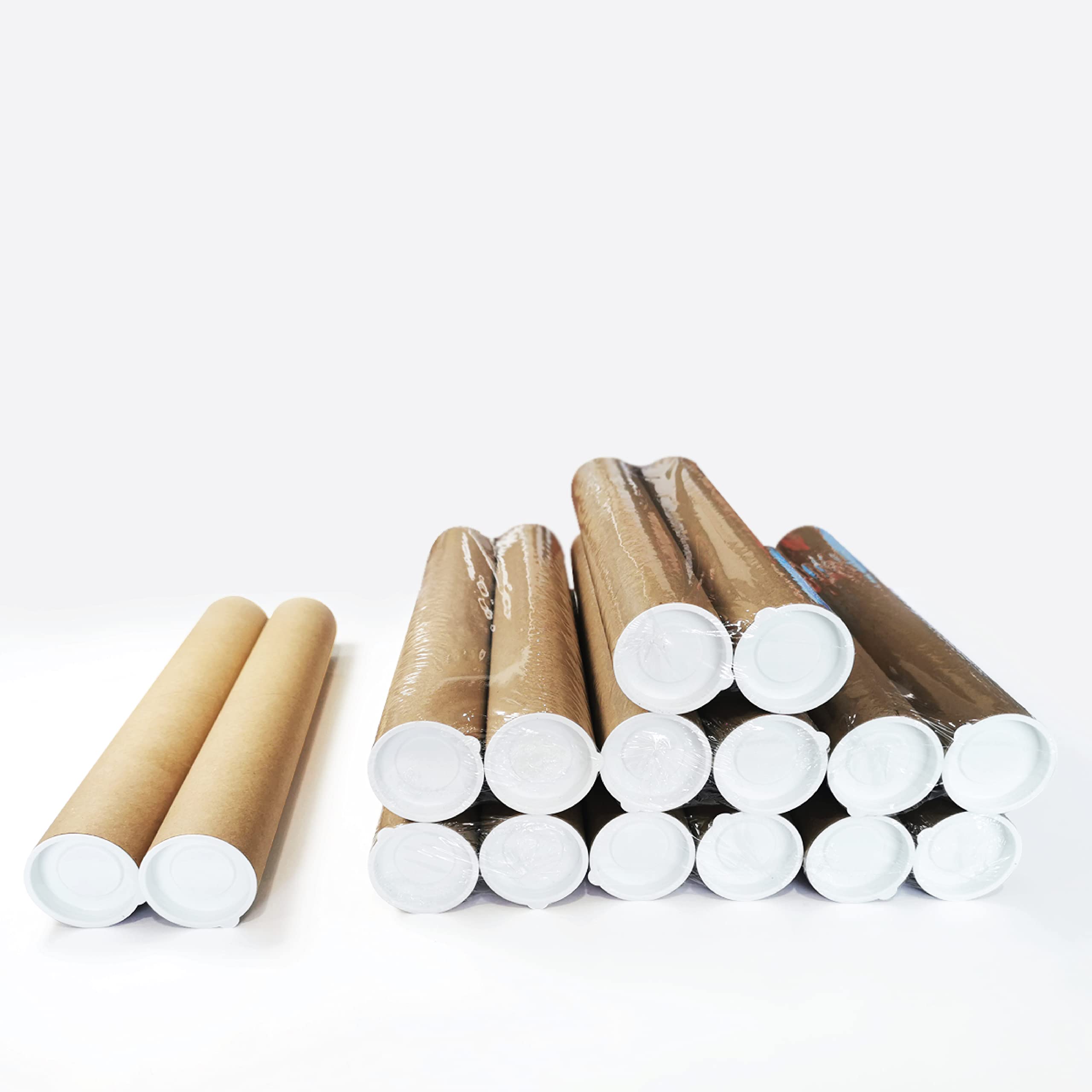 CAPTAIN Mailing Tube, 2 Pack, 13.5x2 Inch, Brown Kraft Cardboard, For Documents, Art, Posters