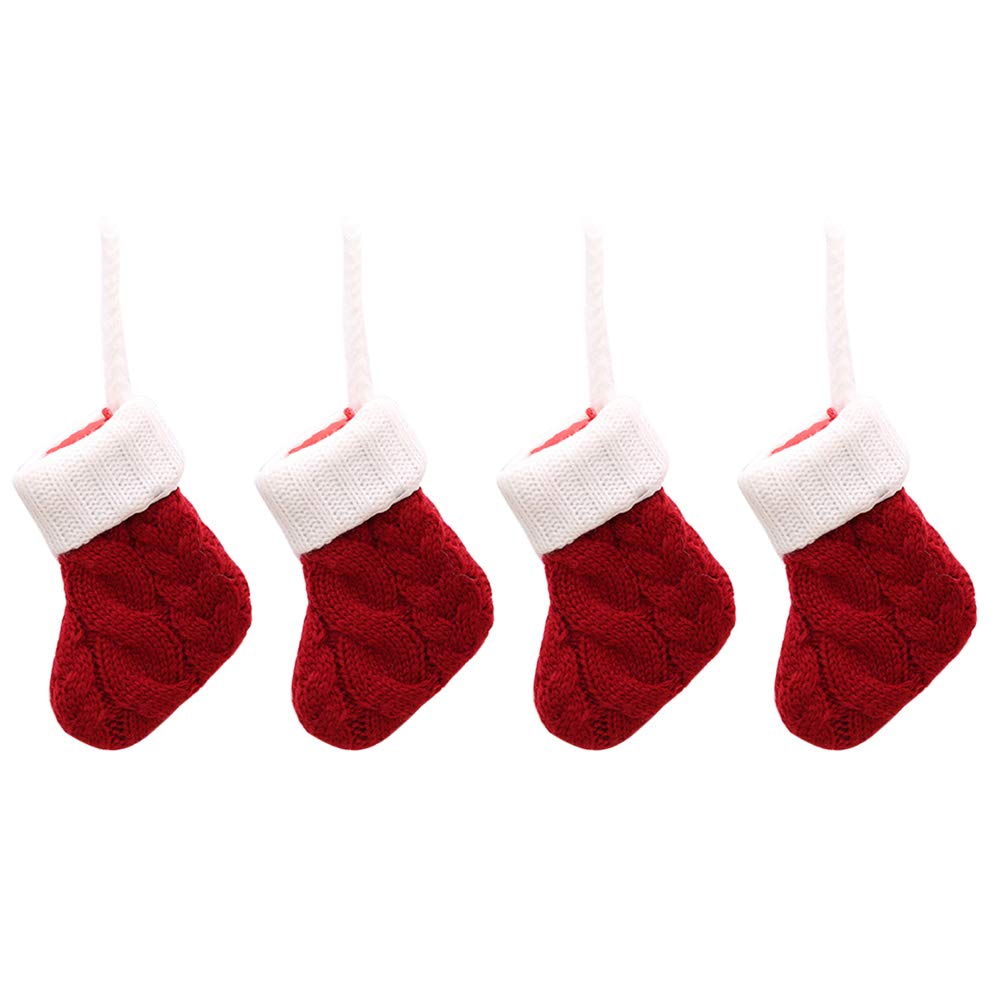 BESTOYARD 4pcs Christmas Cutlery Bags Fork Spoon Socks Tableware Silverware Holders Knitting Stockings