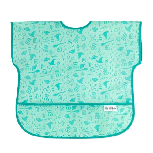 Bumkins Short Sleeve Bib for Girl or Boy, Toddler and Kids for 1-3 Years, Large Size, Essential Must Have for Junior Children, Eating, Mess Saving Soft Fabric Apron for Play, Harry Potter