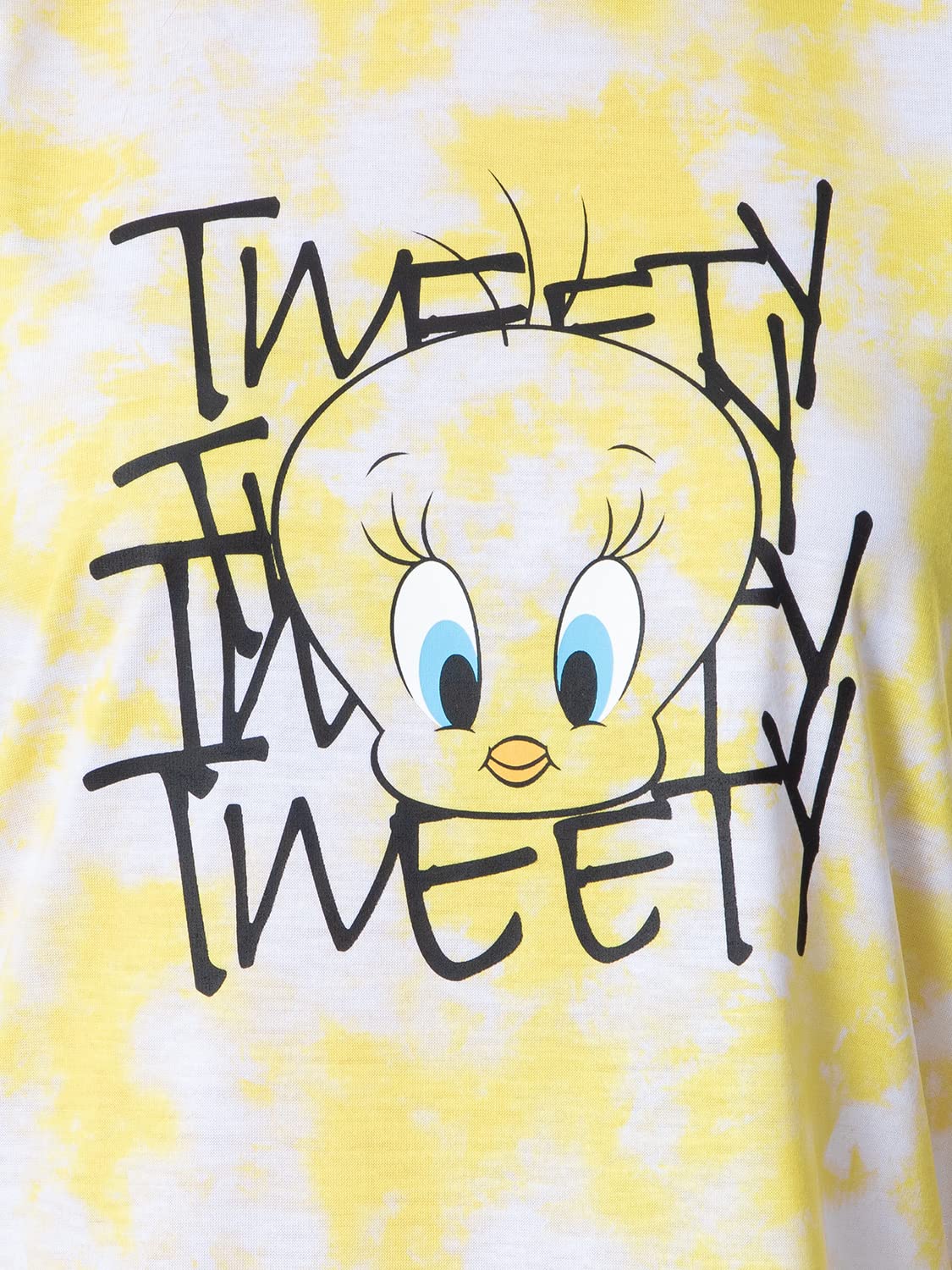 INTIMO Looney Tunes Womens' Tweety Bird Tie-Dye Sleep Pajama Set Short (Large) Yellow