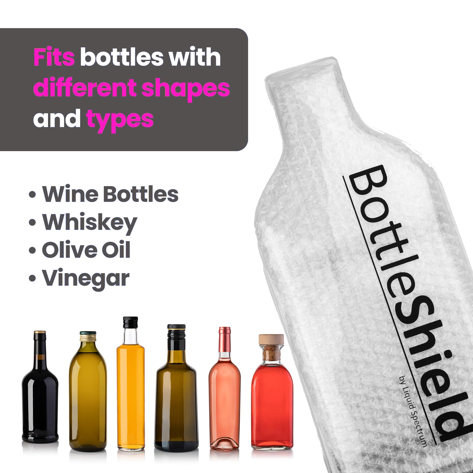 Reusable Wine Protector Travel Bag by Bottle Shield (3-pack) - Unbreakable Bottle Shipping Sleeve, Leak Proof & Double Layer Wine Bubble Wrap Sleeve | Travel Wine Bags for Suitcase Luggage