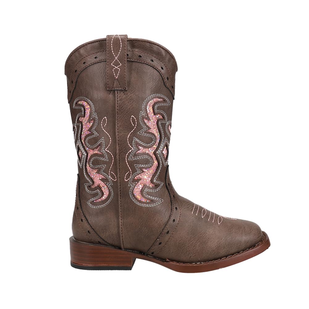 ROPER Girls Lexi Western Boot, Brown, 2 Little Kid US
