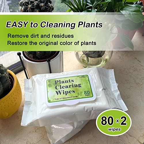 AUSHUCU Plants Cleaning Wipes Weave Unscented Wipes,Clean and Photosynthesis leaf cleaner for House Plants Outdoor Plants(2 Pack/160 Wipes)