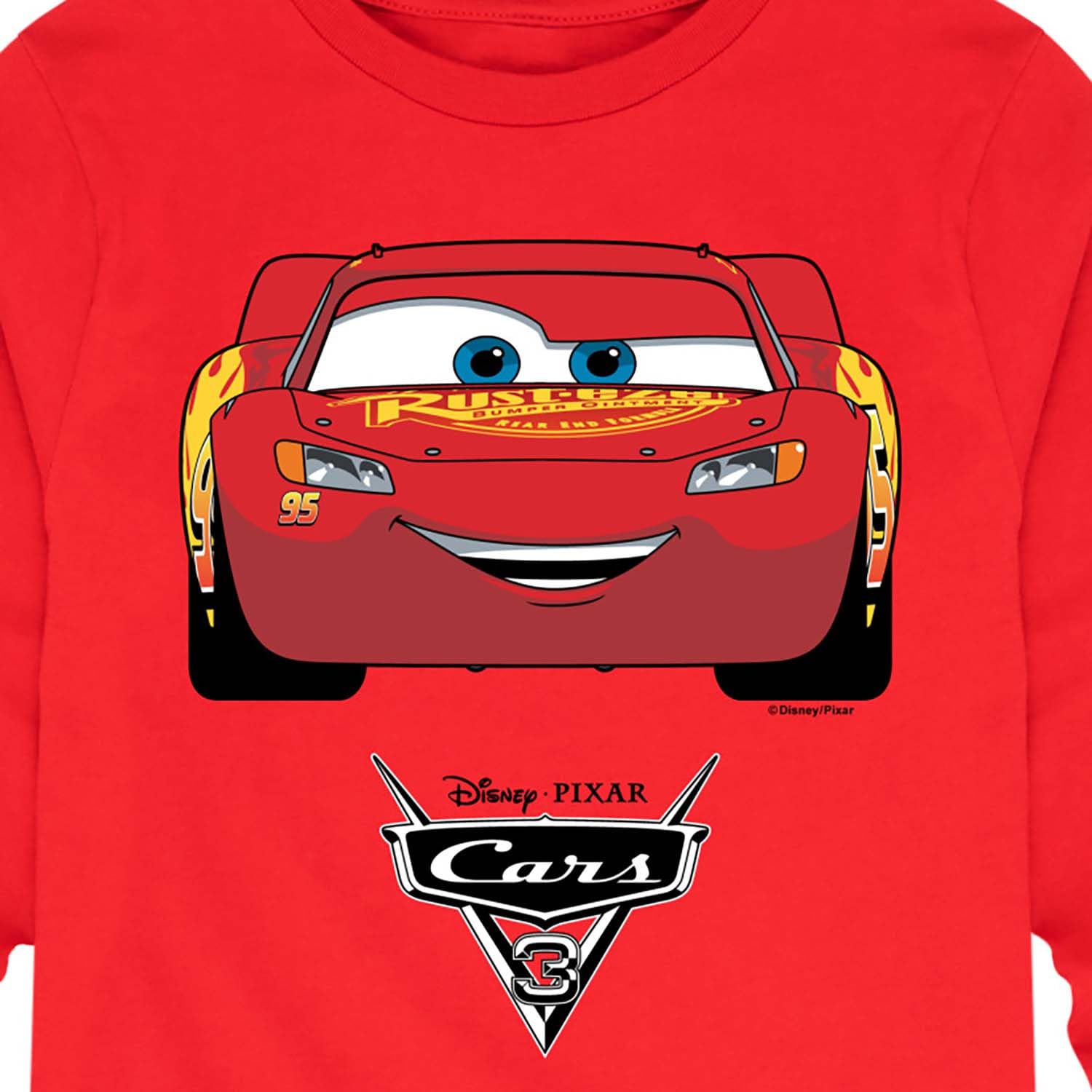 Disney Cars - Lightning McQueen - Toddler and Youth Long Sleeve Graphic T-Shirt - Size Large Red