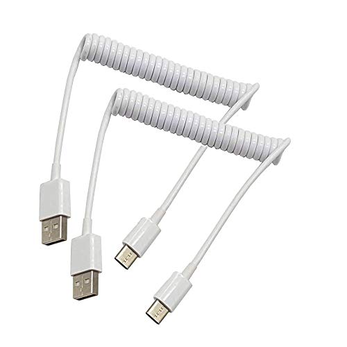 MMNNE 2Pack Coiled USB Type C Cable, USB C to USB A 2.0 3ft Fast Charging Sync Coiled Cord for Type-C Devices (White)