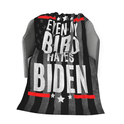 Even My Bird Hates Biden Flannel Blanket - Ultra Soft, Warm, Wrinkle-Resistant - Perfect for Home, Camping, and More!