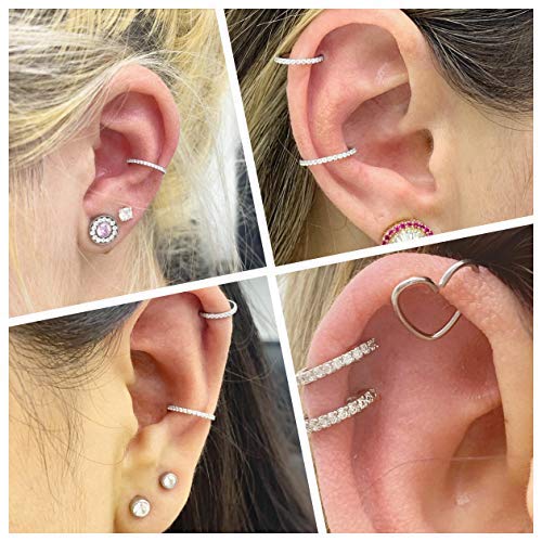 OUFER Gold Hinged Segment Earring Hoop 16G Stainless Steel with Cartilage Earrings Clear CZ Paved Tragus Helix Earrings Cartilage Earring Septum Nose Ring Hoop