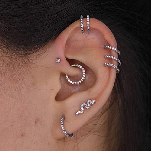 OUFER Gold Hinged Segment Earring Hoop 16G Stainless Steel with Cartilage Earrings Clear CZ Paved Tragus Helix Earrings Cartilage Earring Septum Nose Ring Hoop