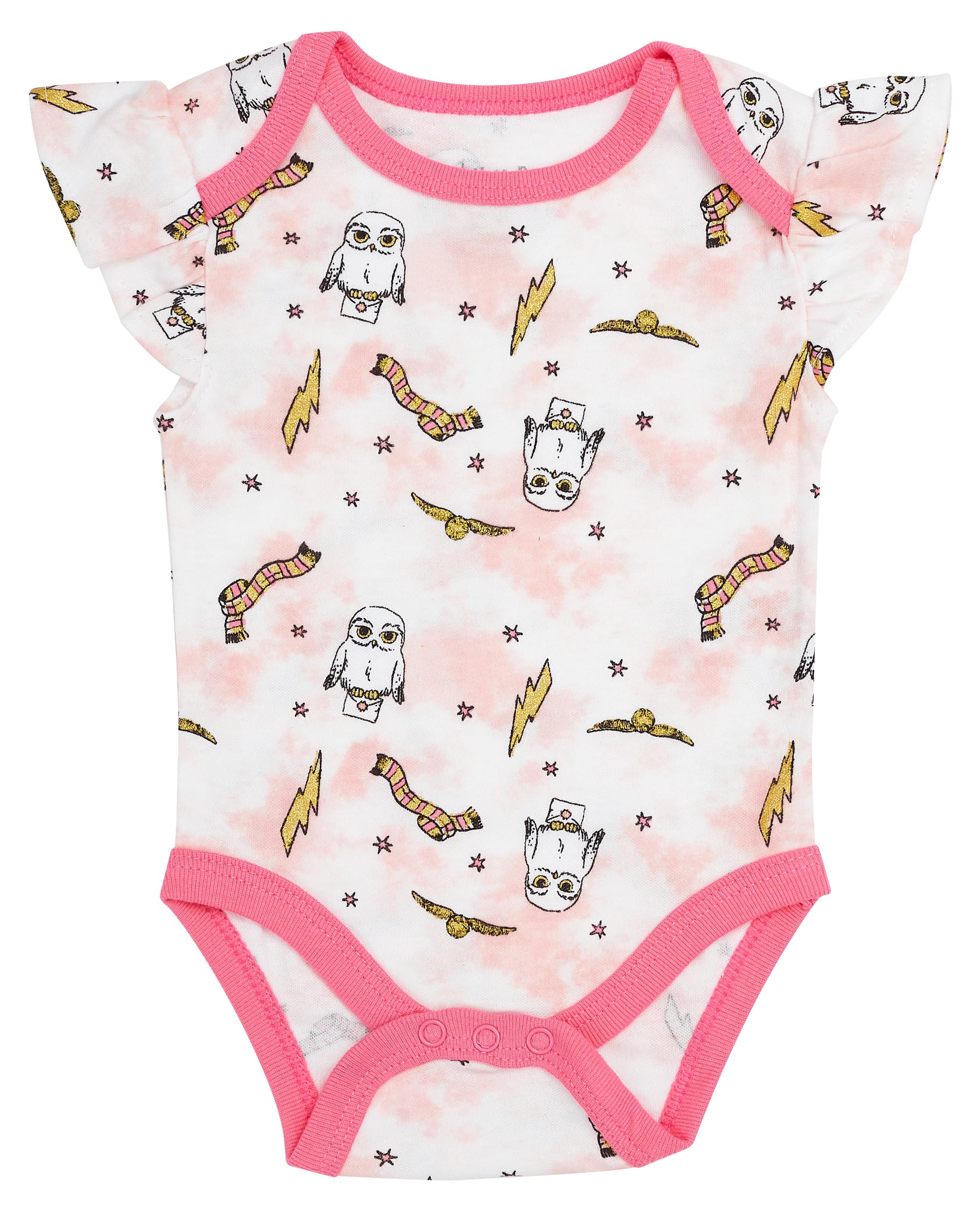 Harry Potter Baby Girls Bodysuit One Piece Three Pack Gifts for Baby Girls (Pink Multi, 0-3 Months)