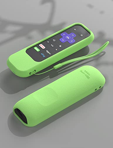 Protective Case for Roku Express/Express+,Roku 2 (4210R),Roku LT,Premiere,RC83,Streaming Stick RC41,3800RT,TCL R655 Remote Case Light Weight Shock Proof Silicone Remote Cover(Glow in Dark Green)