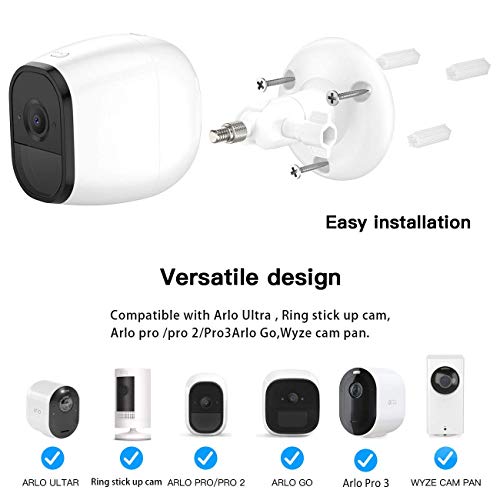 Koroao 【Latest Version】 Indoor/Outdoor Security Wall Mount for All Arlo Camera, Wyze Cam Pan/V3, Arlo Ultra, Arlo Essential, eufyCam 2 - More Stable and Flexible Arlo Accessories(2Pack, White)