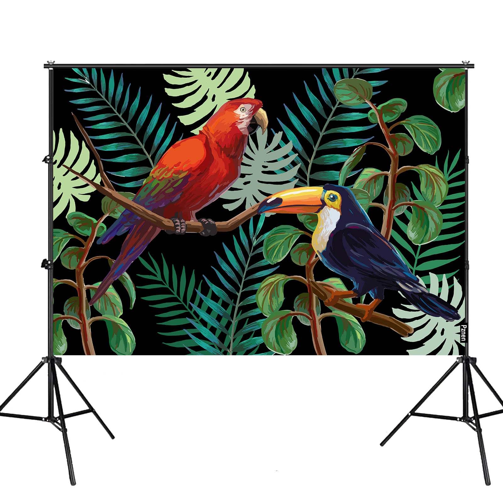 Pznen Parrot Tapestries Watercolor Birds Green Jungle Wall Hanging Tapestry Home Decorative Polyester Backdrop for Living Room Bedroom 80x60 Inch