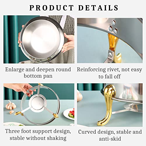 Full Size Round Chafing Dish Set, Stainless Steel Buffet Server Food Warming Tray with Alcohol Furnace and Lid, for Commercial Restaurant Catering Parties Weddings Picnics,24cm