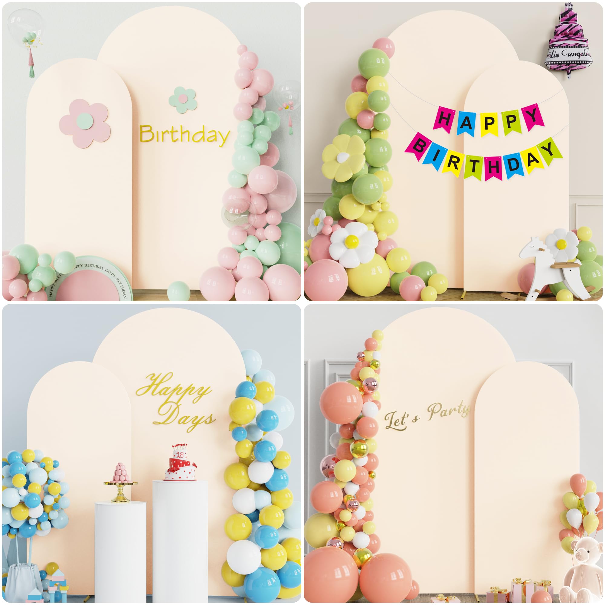 Fomcet Set of 2 Wedding Arch Cover 6FT, 7.2FT Beige 2-Sided Round Top Spandex Arch Backdrop Cover Fitted Fabric for Birthday Party Baby Shower Wedding Arch Stand Decoration