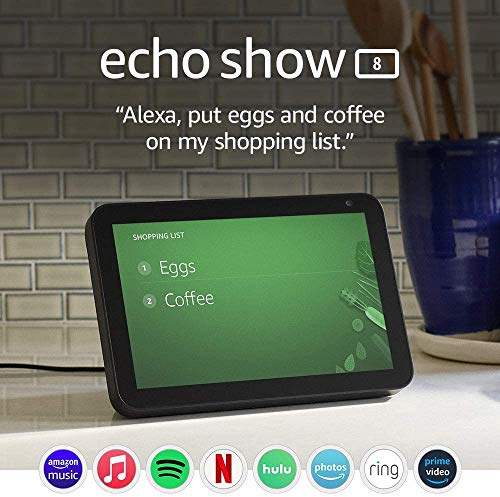 Echo Show 8 (1st Gen) Charcoal and 6 months of Amazon Music Unlimited FREE w/ auto-renew